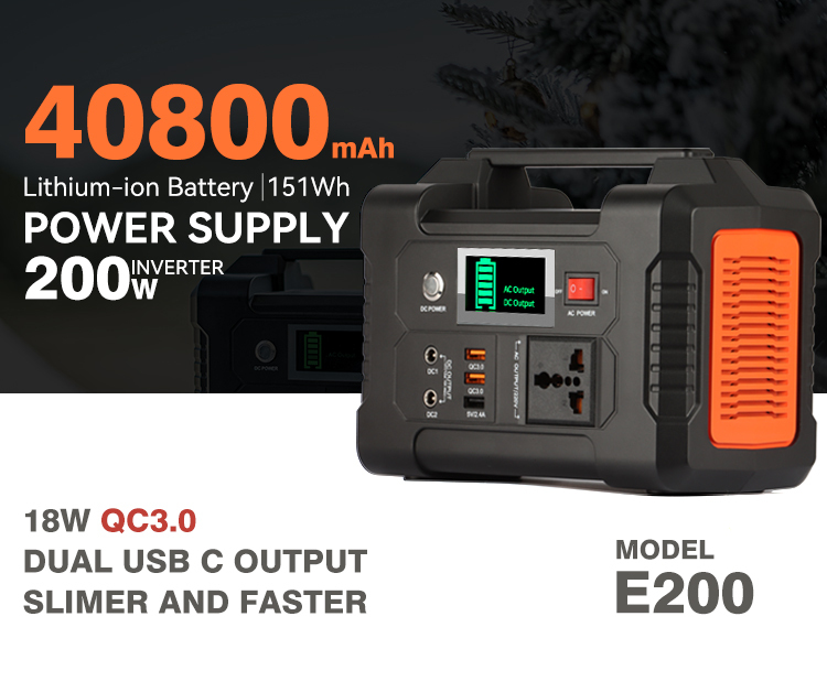 Portable Power Station 200W Lithium Ion Solar Generator-EV Accessories ...